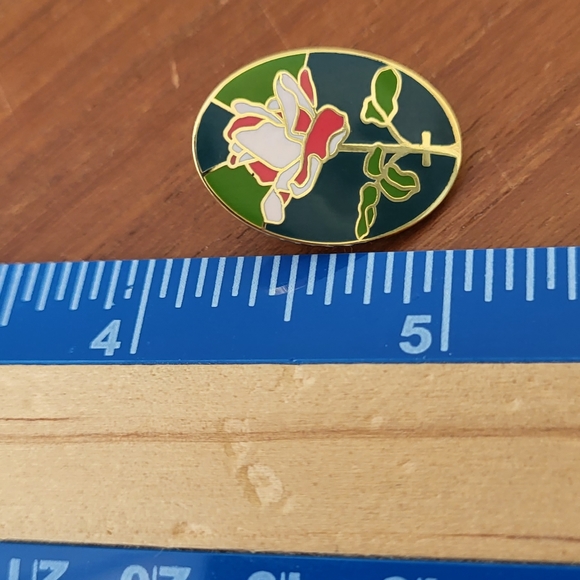 Jewelry | Vintage Enamel Cloisonne Rose With Cross Stem Oval Lapel Pin ...